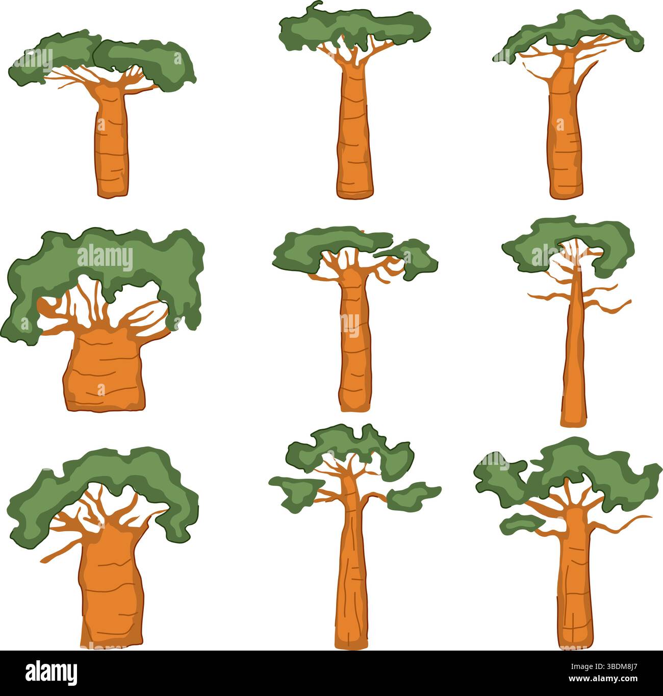 baobab tree set cartoon vector illustration Stock Vector Image & Art ...
