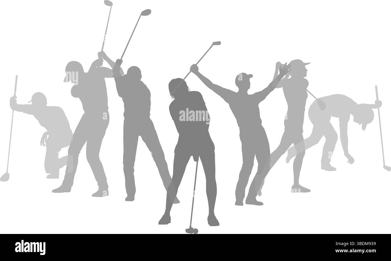 Golfers Golfing Silhouette Golf People Silhouettes Stock Vector Image ...