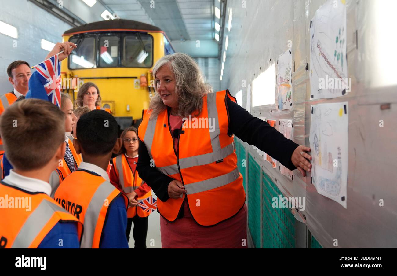 Transport Secretary Heidi Alexander meets local school children during ...