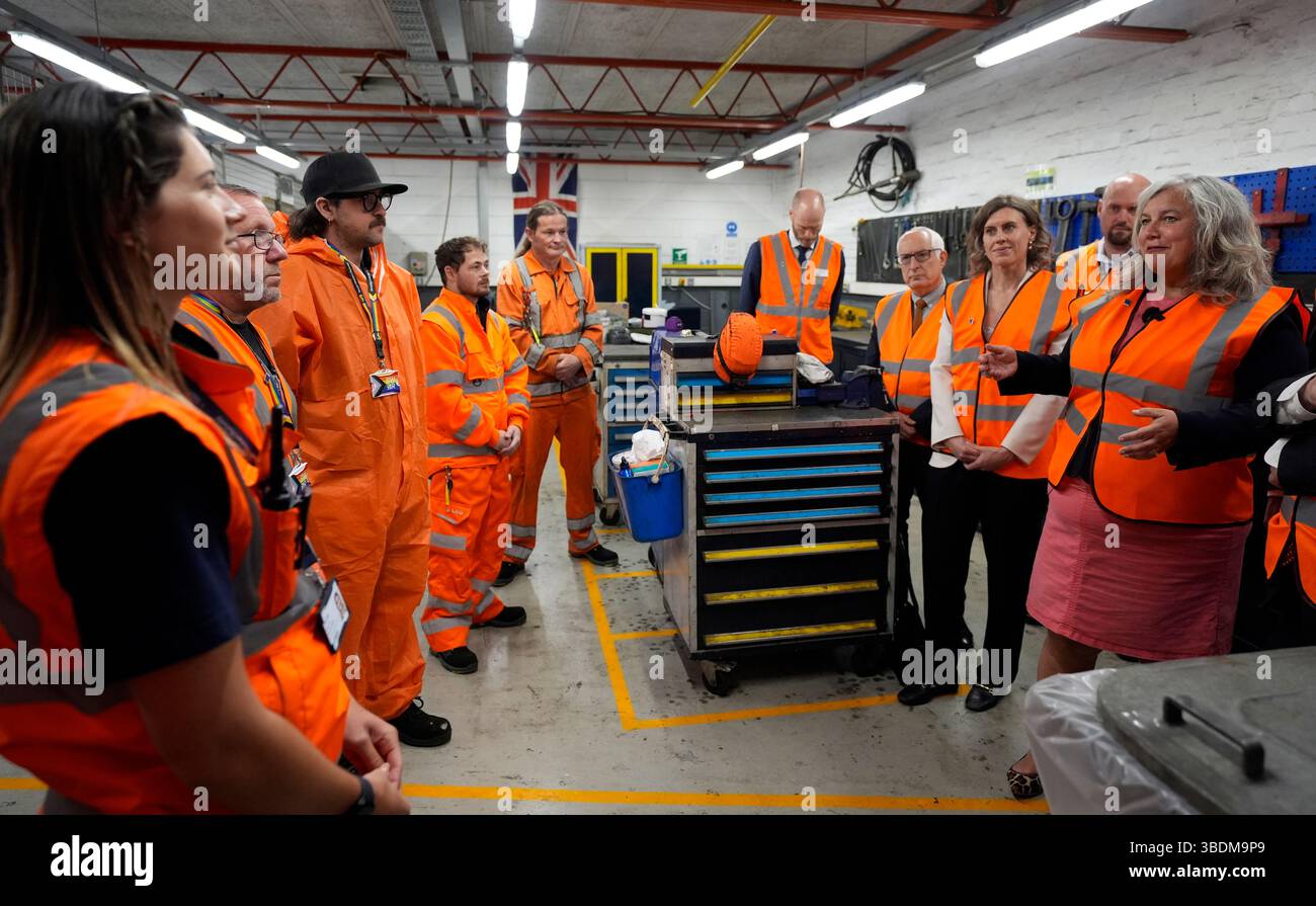Transport Secretary Heidi Alexander (right) meets rail workers during a ...