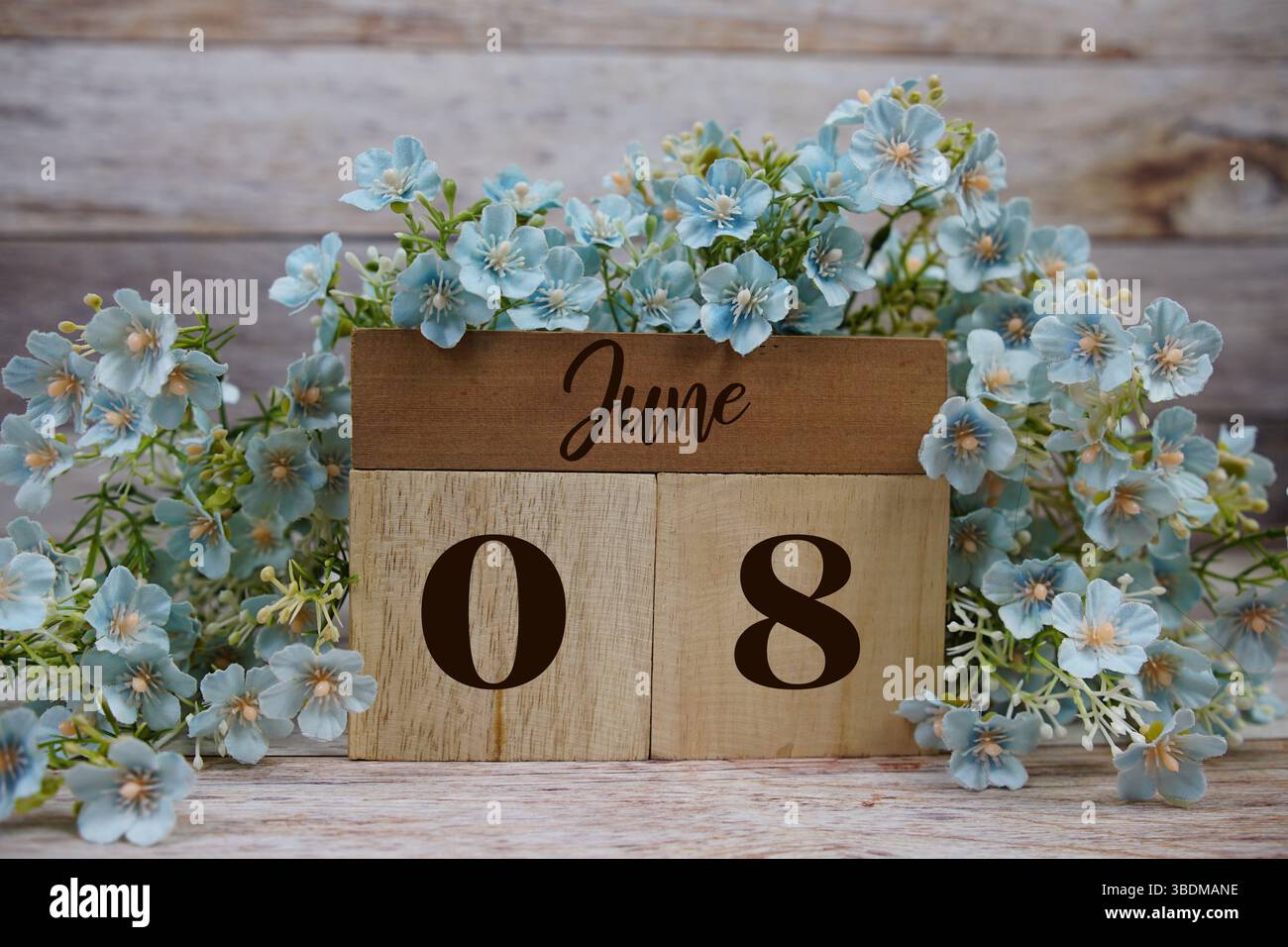 Wooden Calendar Showing the Date of June 8th. Day 8 of June Stock Photo ...