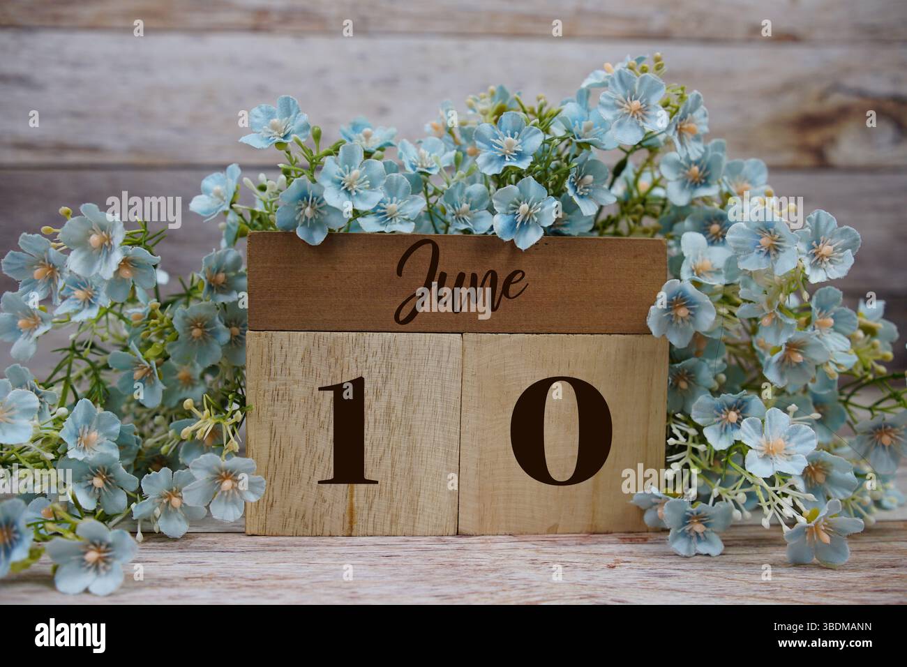 Wooden Calendar Showing the Date of June 10th. Day 10 of Stock Photo ...