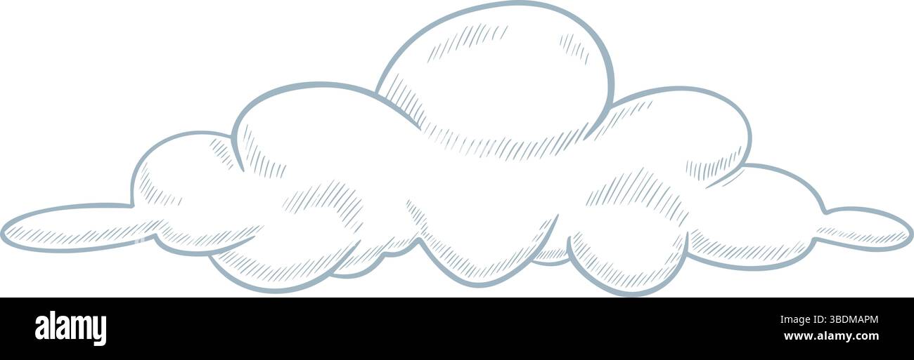 Vector illustration of fluffy Cloud in outline style with linear ...