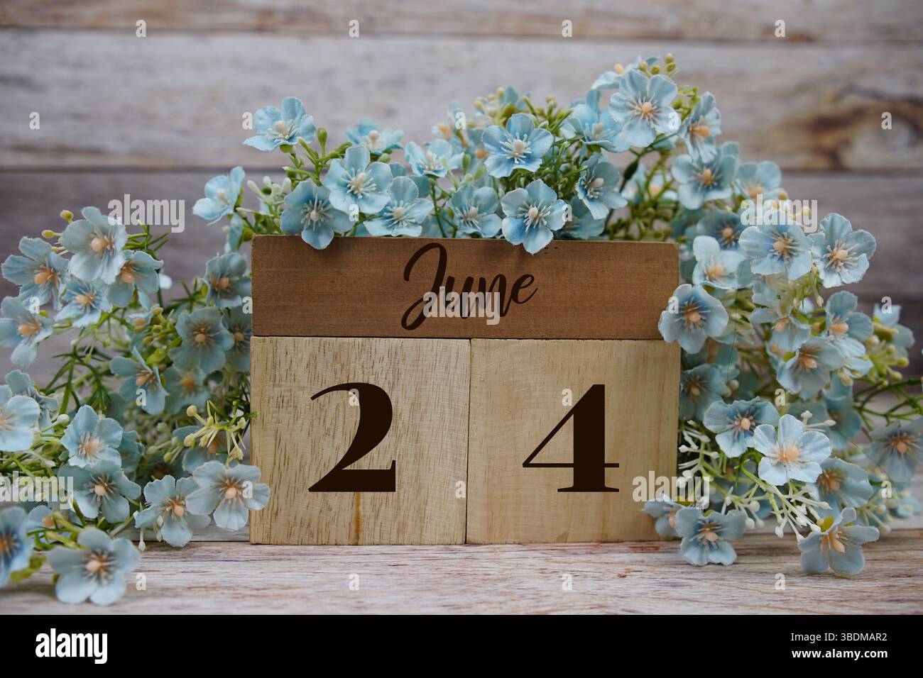 Wooden Calendar Showing the Date of June 24th. Day 24 of Stock Photo ...