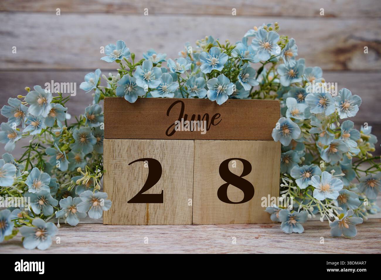 Wooden Calendar Showing the Date of June 28th. Day 28 of Stock Photo ...
