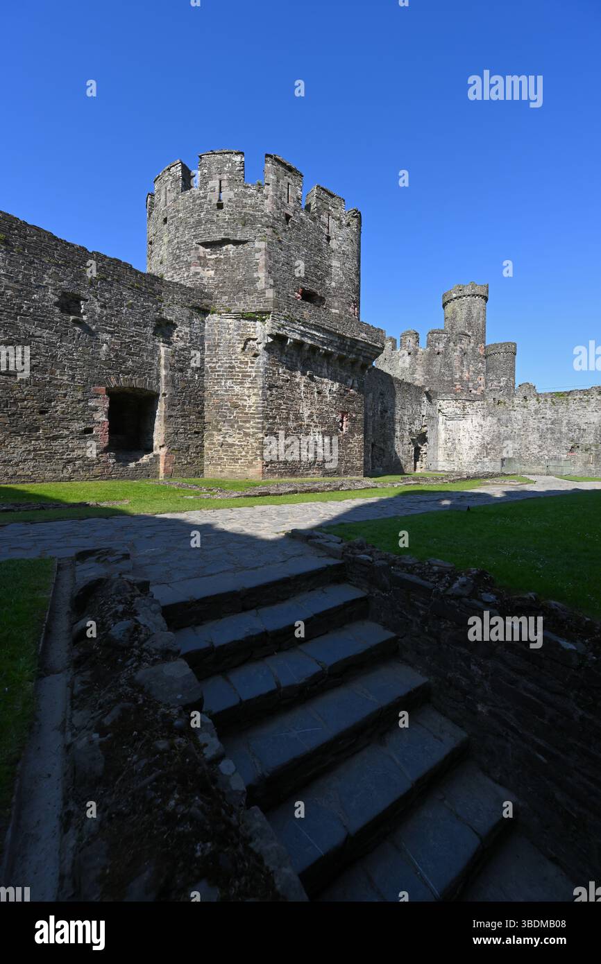 section of Conwy Castle, Wales May Stock Photo - Alamy