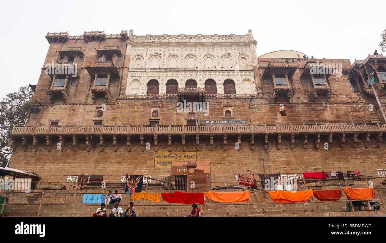 India, Uttar Pradesh, Varanasi, Ancient Architecture of Ghats of ...