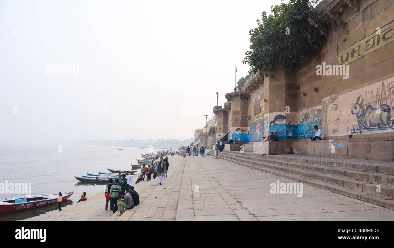 India, Uttar Pradesh, Varanasi, Beautiful Panoramic View of Varanasi ...