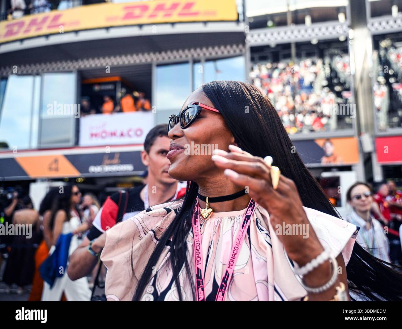 Piombino, Piombino, Italy. 24th May, 2025. Naomi Campbell, in Pit lane ...