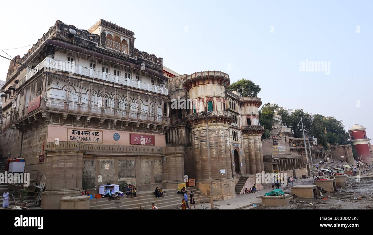 India, Uttar Pradesh, Varanasi, Ancient Architecture of Ghats of ...