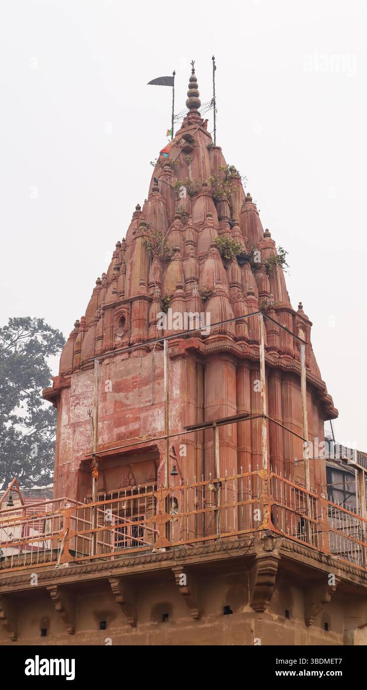 India, Uttar Pradesh, Varanasi, Ancient Temples on the Ghats of ...