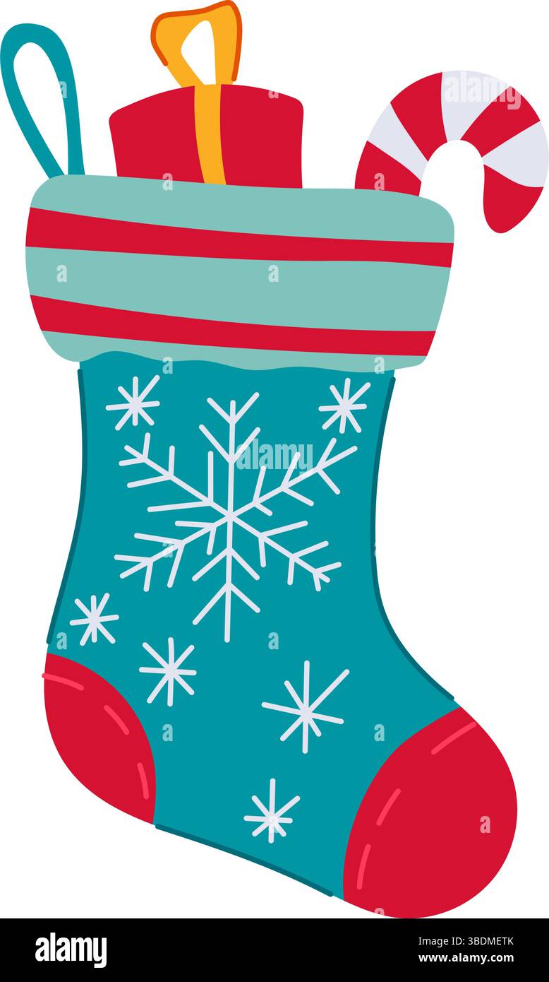 cozy christmas sock cartoon vector illustration Stock Vector Image ...