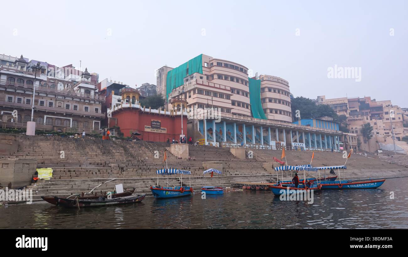 India, Uttar Pradesh, Varanasi, Beautiful Panoramic View of Varanasi ...