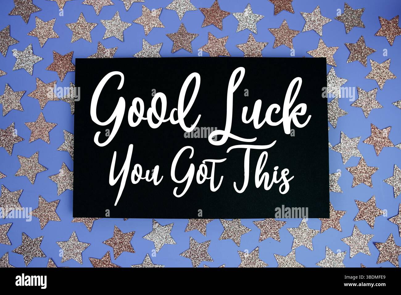 Good Luck, You Got This text on paper card with star glitter decoration ...
