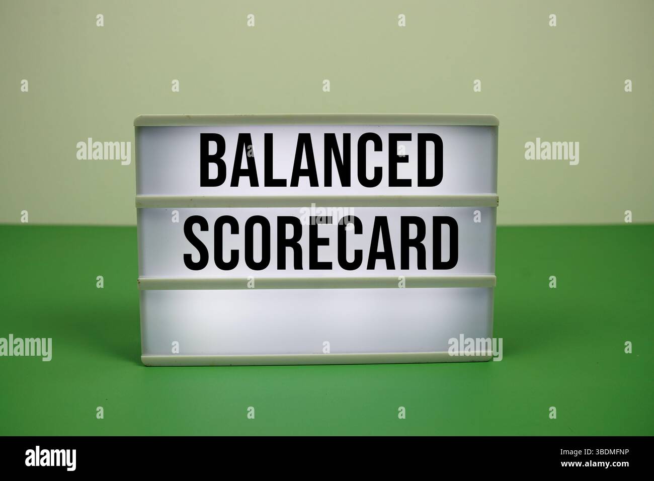 Balanced Scorecard text on LED lightbox on green background Stock Photo ...