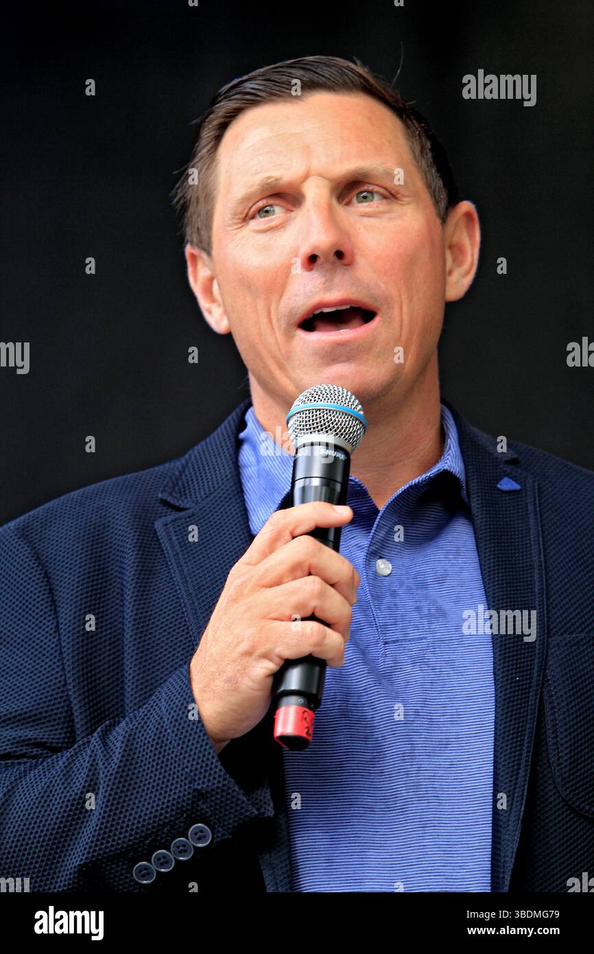 Brampton, Canada. 24th May, 2025. Mayor Patrick Brown speaks to the ...