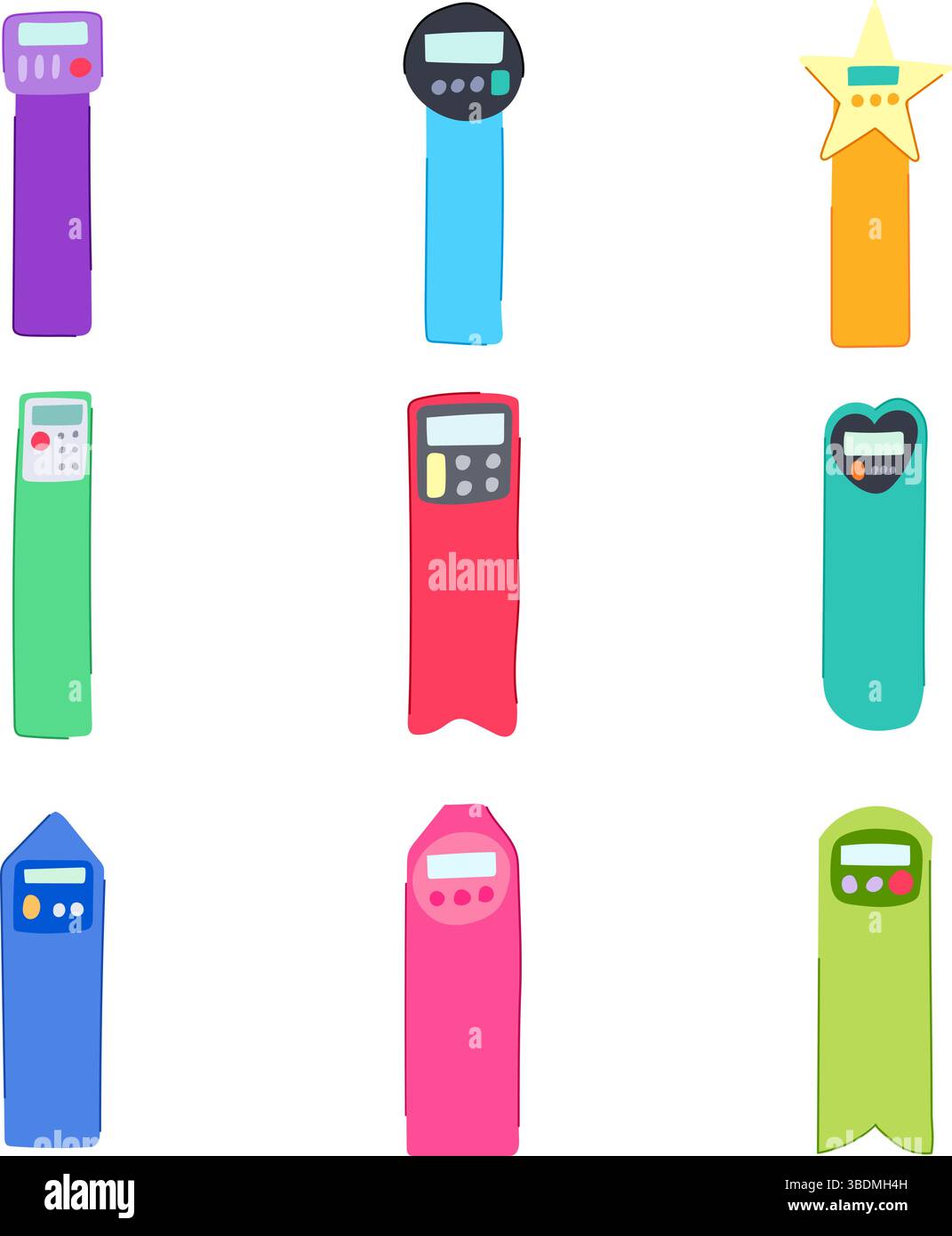 digital bookmark set cartoon vector illustration Stock Vector Image ...