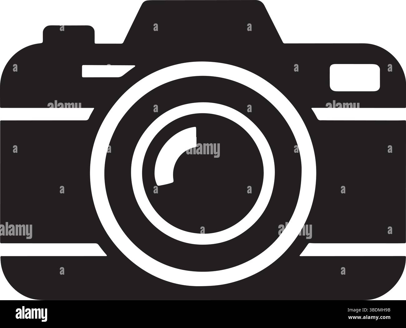 A single, solid black icon depicting a classic digital camera with a ...