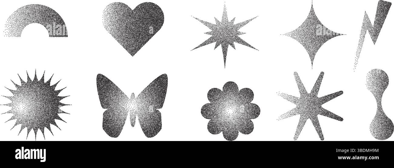 Geometric figures with grain noise gradient texture. Y2k retro ...