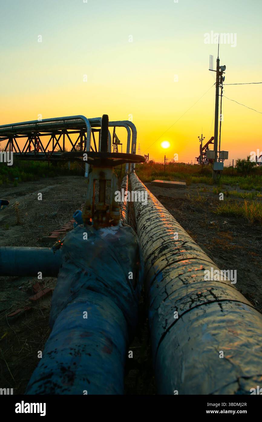 Oil and gas processing plant with pipe line valves.Oil pipeline valves ...