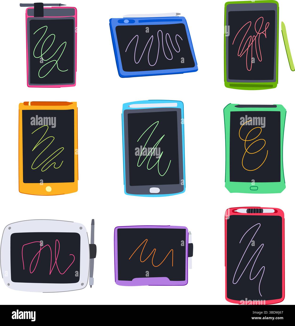 digital handwriting pad set cartoon vector illustration Stock Vector ...