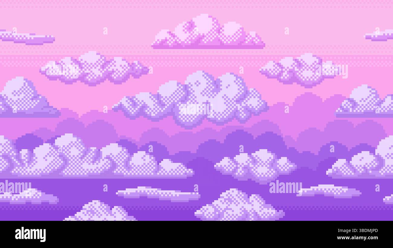 Pixel 8 bit game landscape Stock Vector Images - Alamy