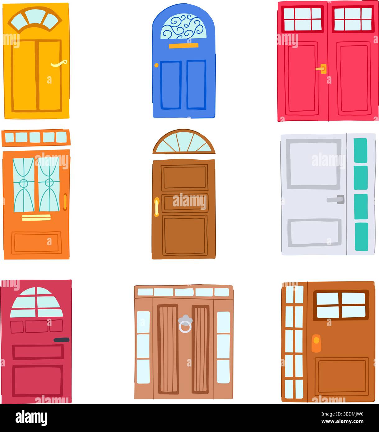 door house entrance set cartoon vector illustration Stock Vector Image ...