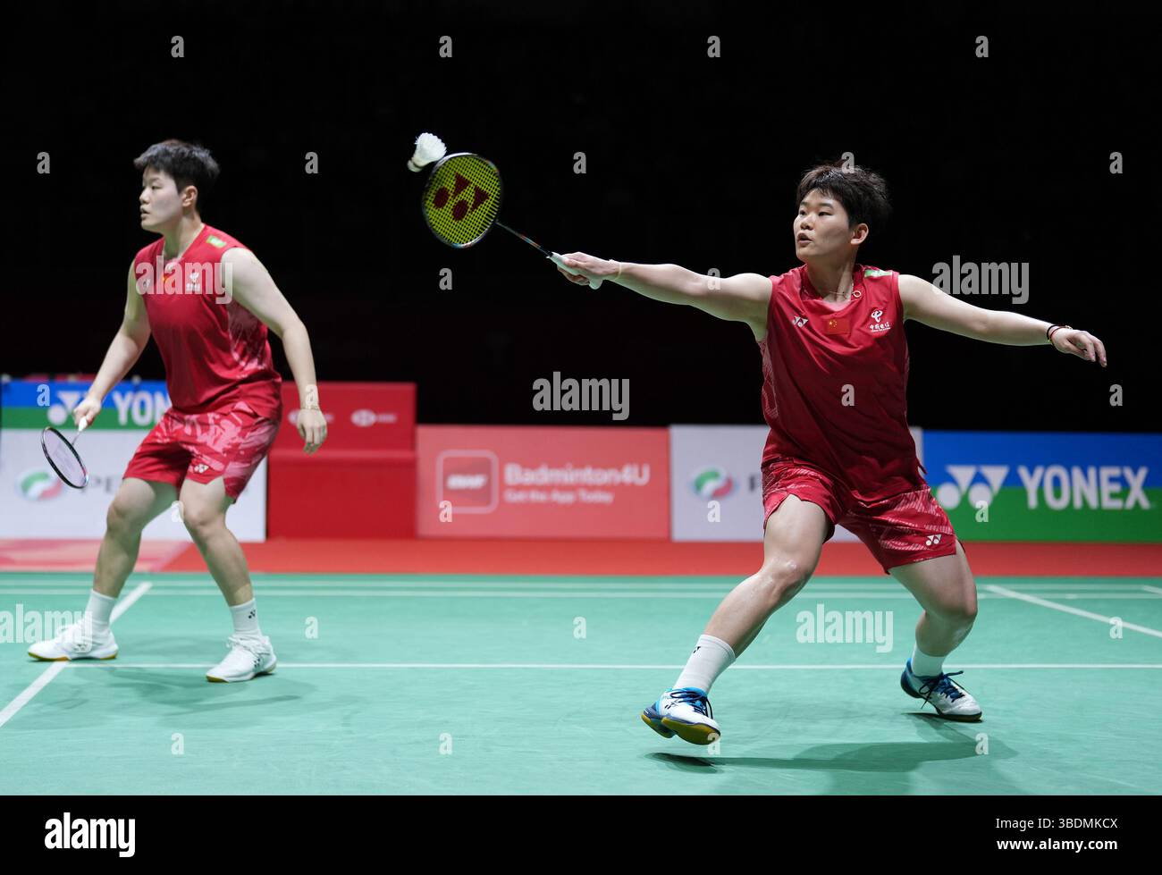 Kuala Lumpur, Malaysia. 25th May, 2025. Liu Shengshu/Tan Ning (R) compete during the women's ...