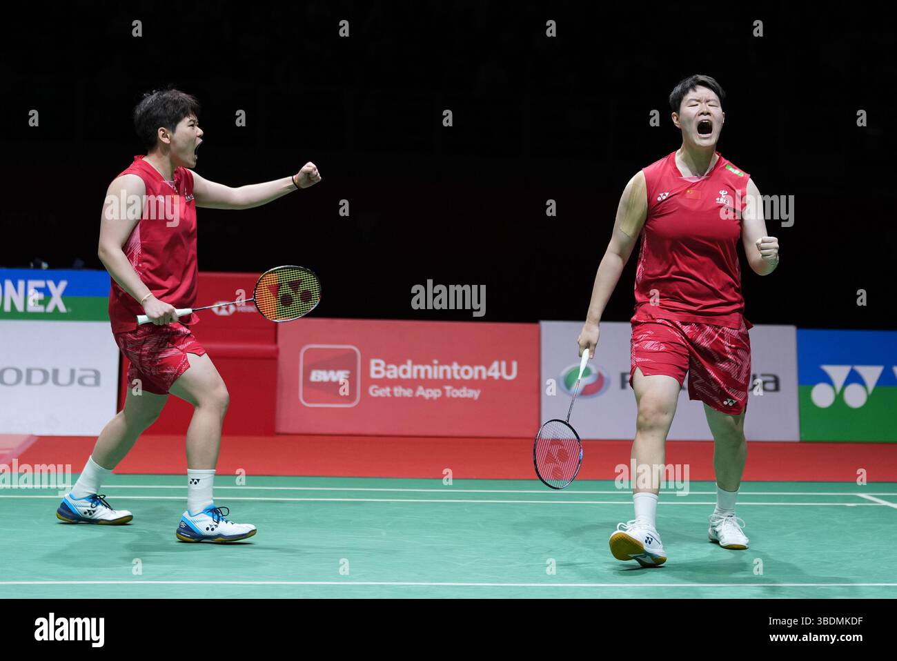 Kuala Lumpur, Malaysia. 25th May, 2025. Liu Shengshu/Tan Ning (L) celebrate scoring during the ...