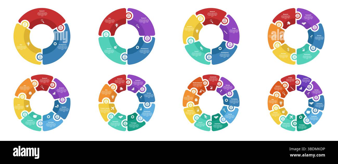 Circle diagram infographic templates. Round chart with business icons ...