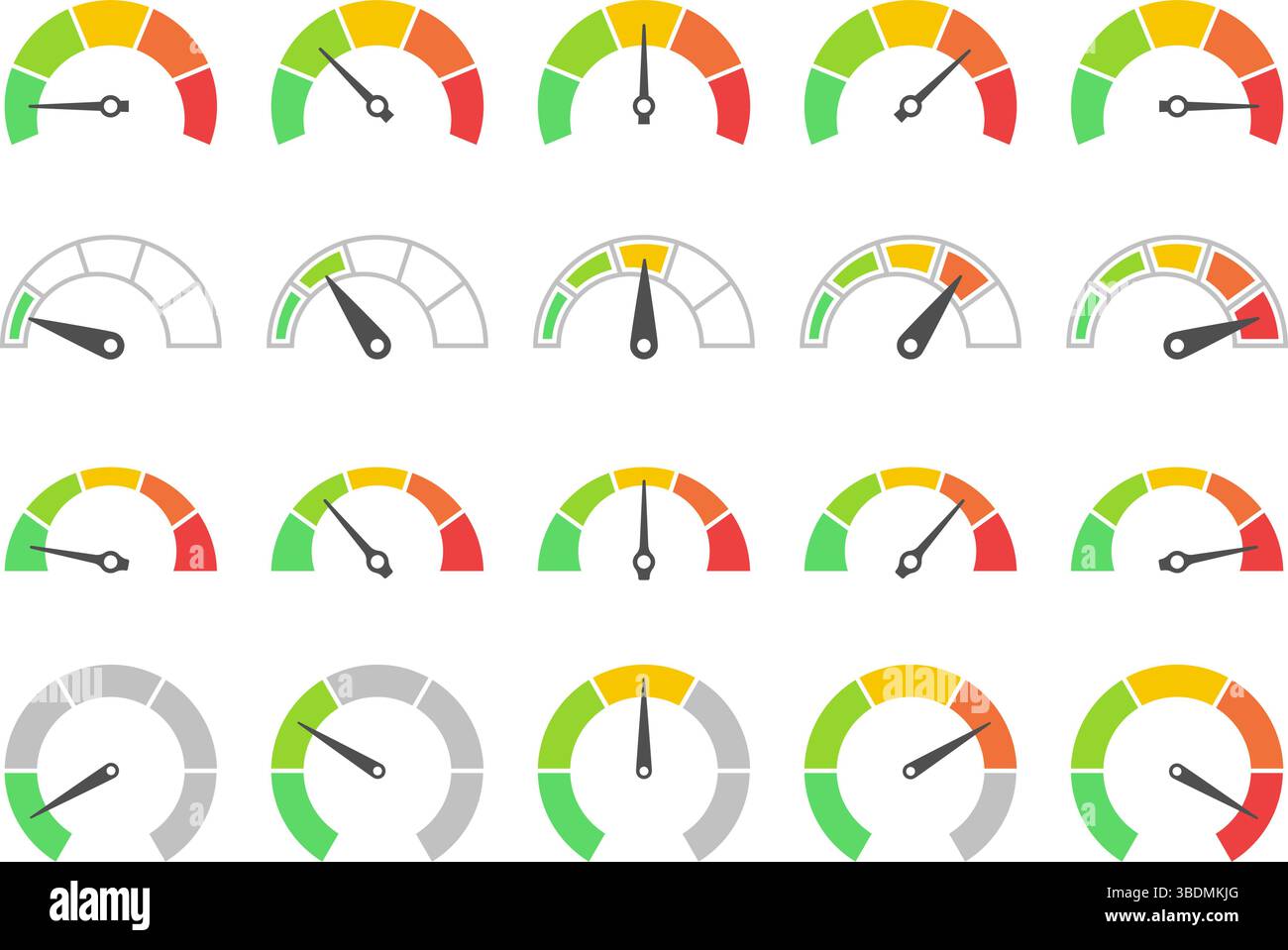 Speedometer gauge meter. Color dashboard gauge indicators of risk ...