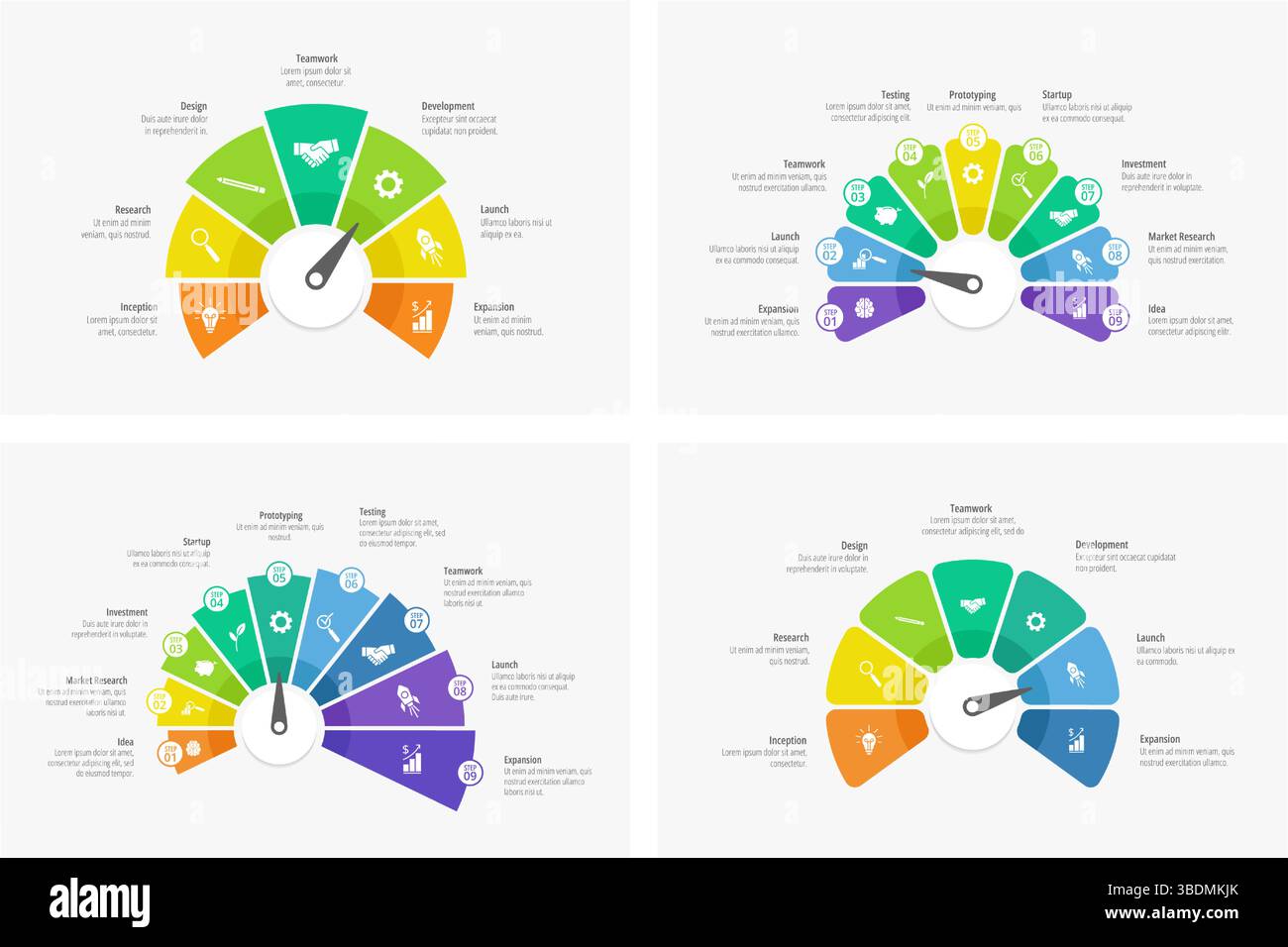 Gauge diagram infographic templates. Speedometer style business ...