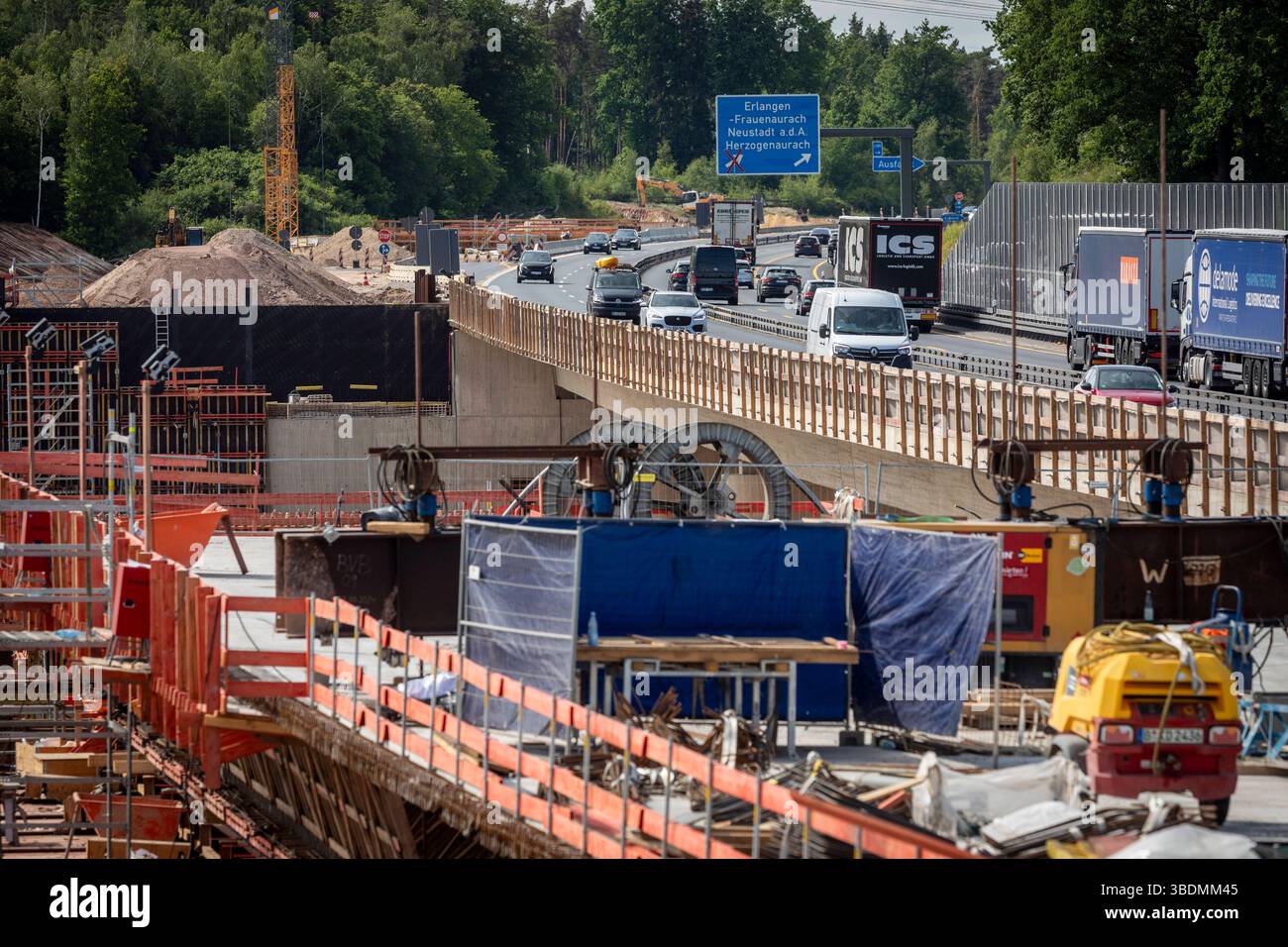 Bilderserie 24.05.2025 Ausbau der BAB 3 bei Erlangen mit Neubau der ...