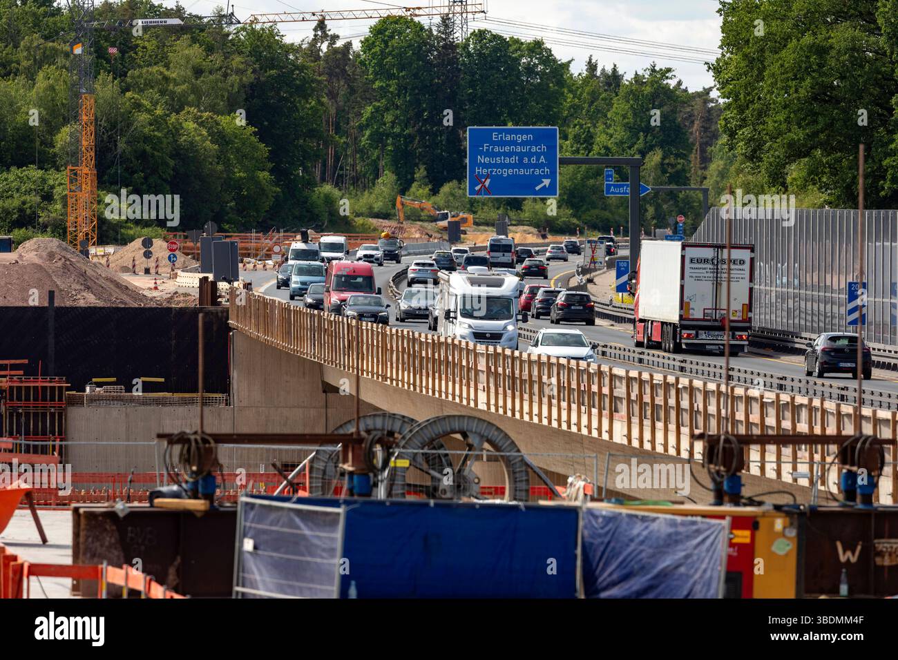 Bilderserie 24.05.2025 Ausbau der BAB 3 bei Erlangen mit Neubau der ...