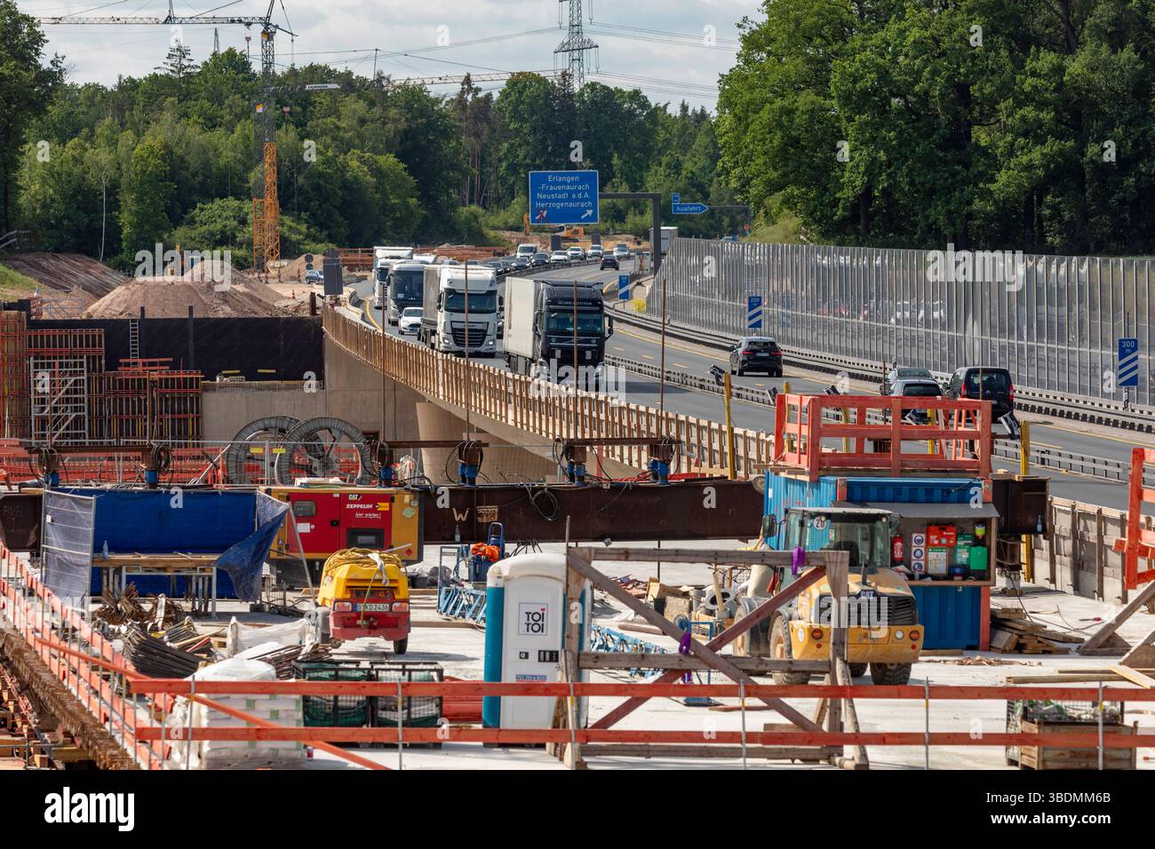 Bilderserie 24.05.2025 Ausbau der BAB 3 bei Erlangen mit Neubau der ...
