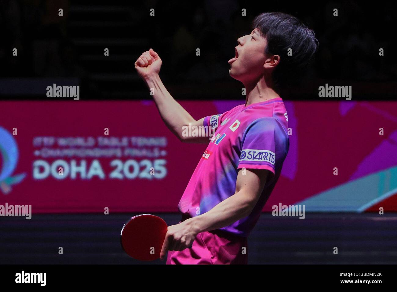 Japan's Hiroto Shinozuka reacts with Shunsuke Togami, unseen after ...