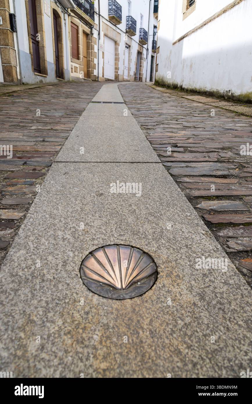 Mondoñedo, Galicia, Spain. Scallop shell, marking the route of the ...