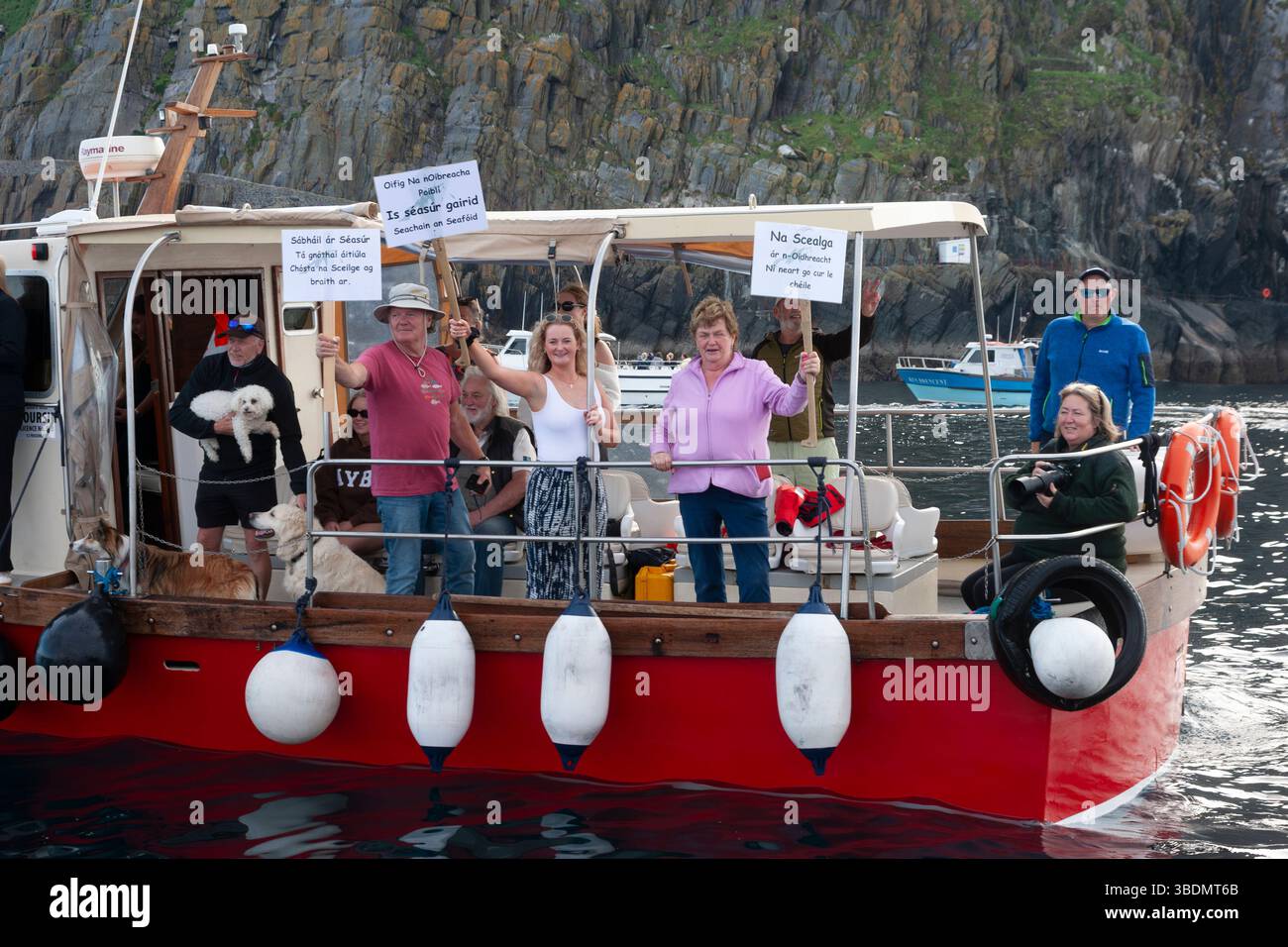Boat off the coast of Portmagee, protesting closure of Skellig Michael ...