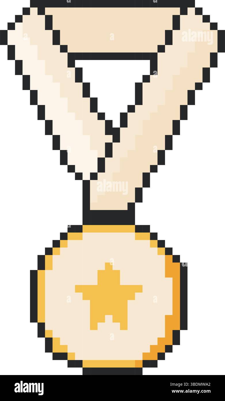 Medal icon. Pixel art object in 8 bit style. Retro 80s,90s video game ...