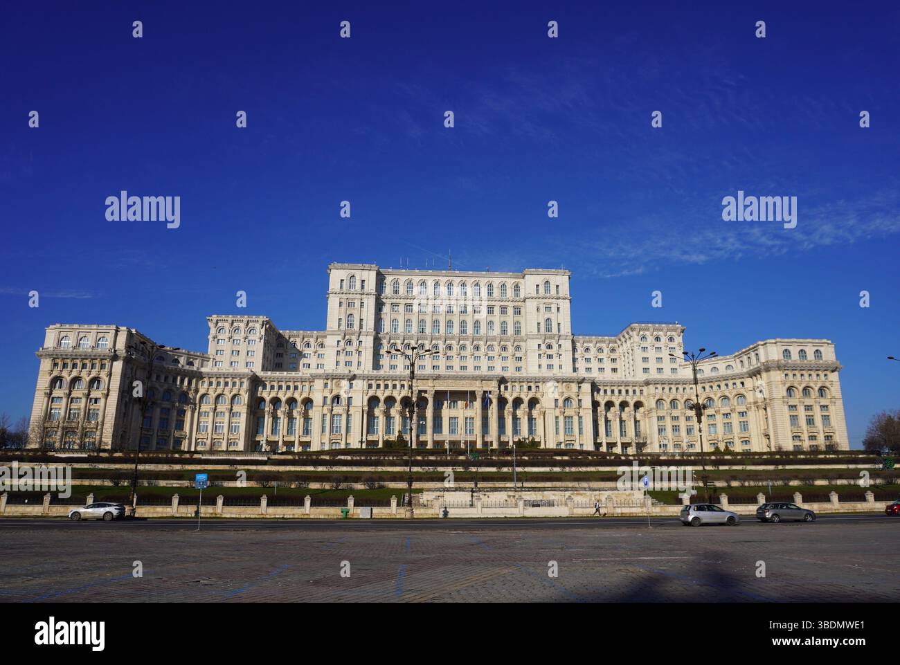 The majestic Palace of the Parliament in Bucharest, Romania, captured ...