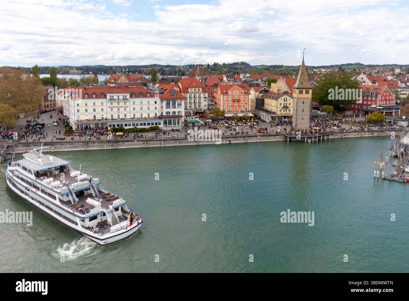 LINDAU, GERMANY - APRIL 21, 2025: Scenic aerial view of Lindau Island ...