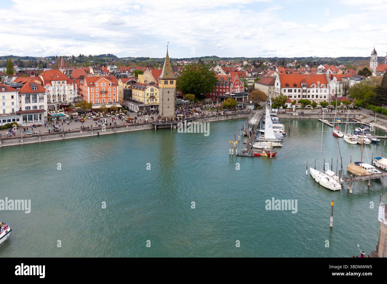 LINDAU, GERMANY - APRIL 21, 2025: Scenic aerial view of Lindau Island ...