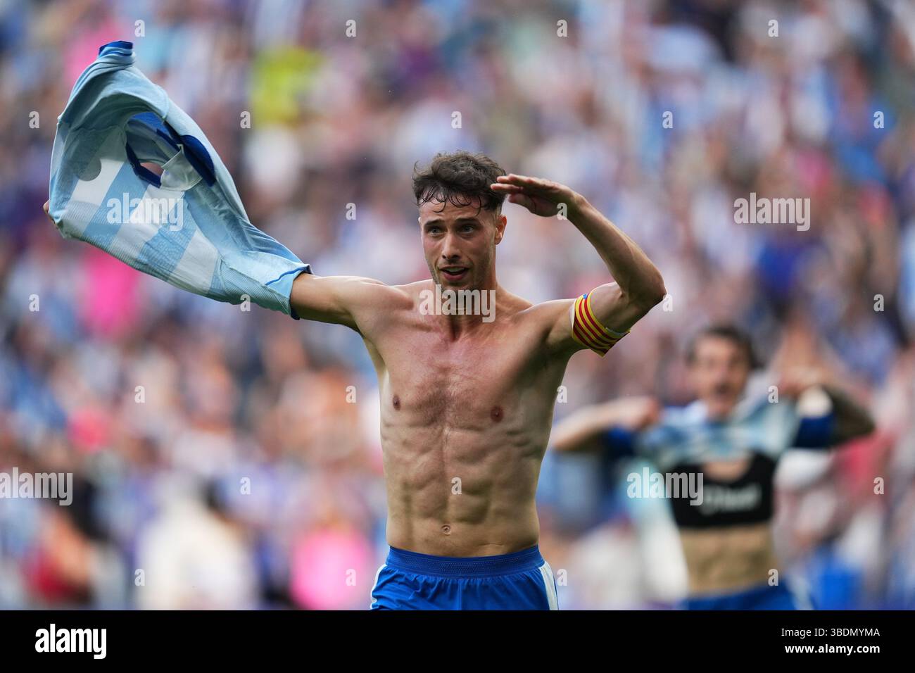 Barcelona, Spain. 25th May, 2024. Javi Puado of RCD Espanyol celebrates ...
