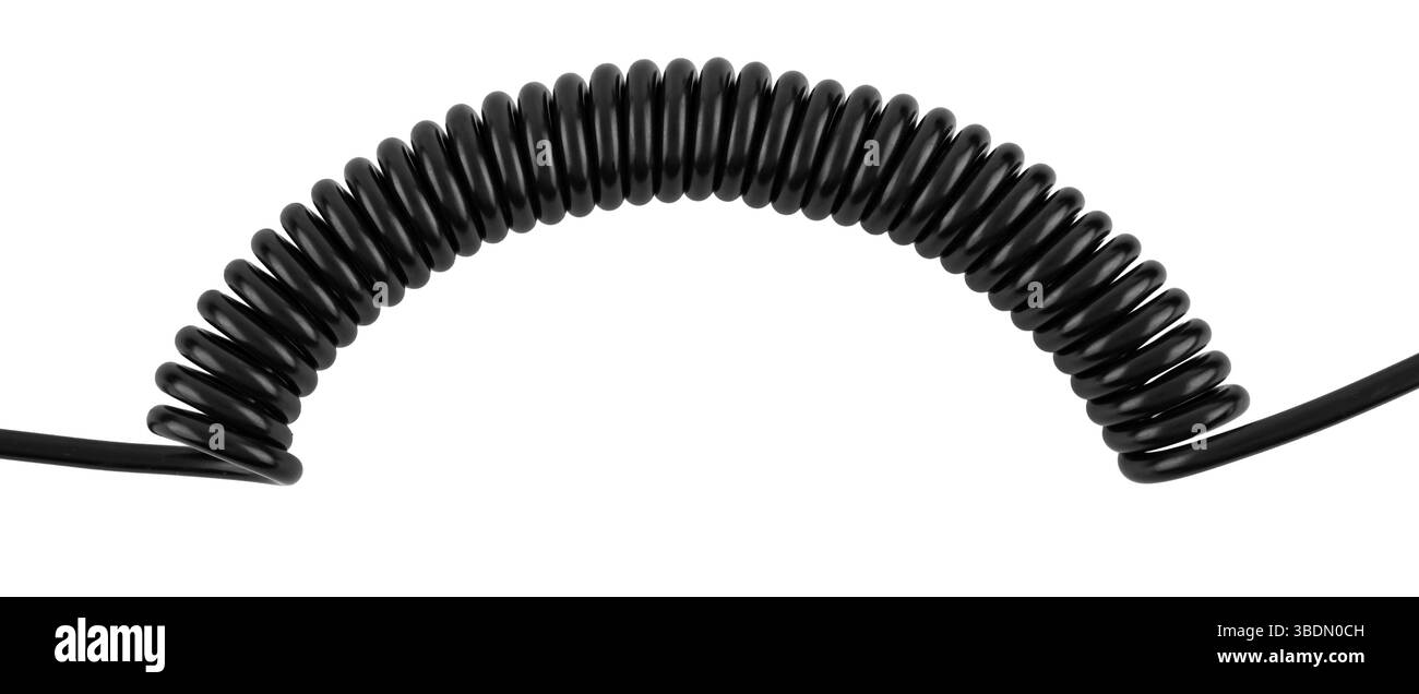 Elastic electrical wire in the form of a black spring. Ideal for mobile ...