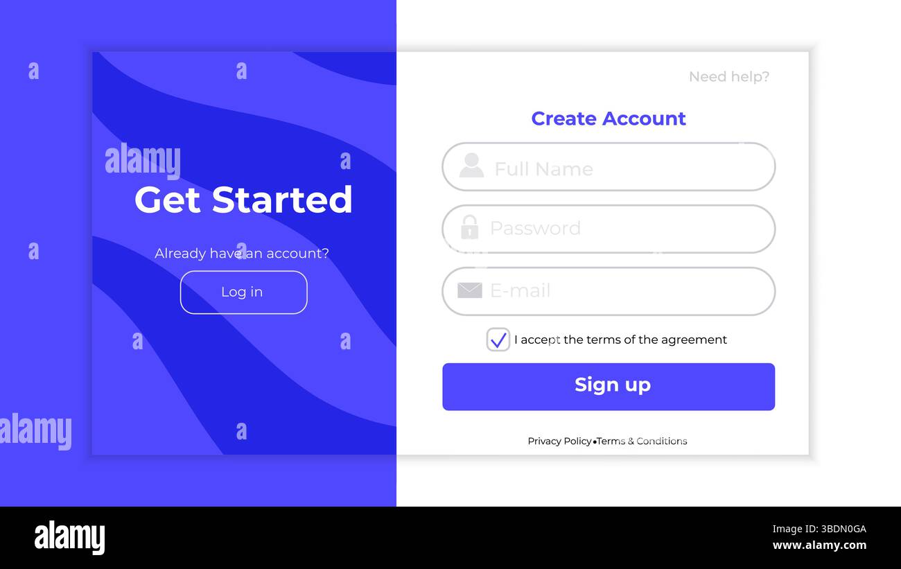 Register form. Minimalistic registration screen for desktop. Simple and ...