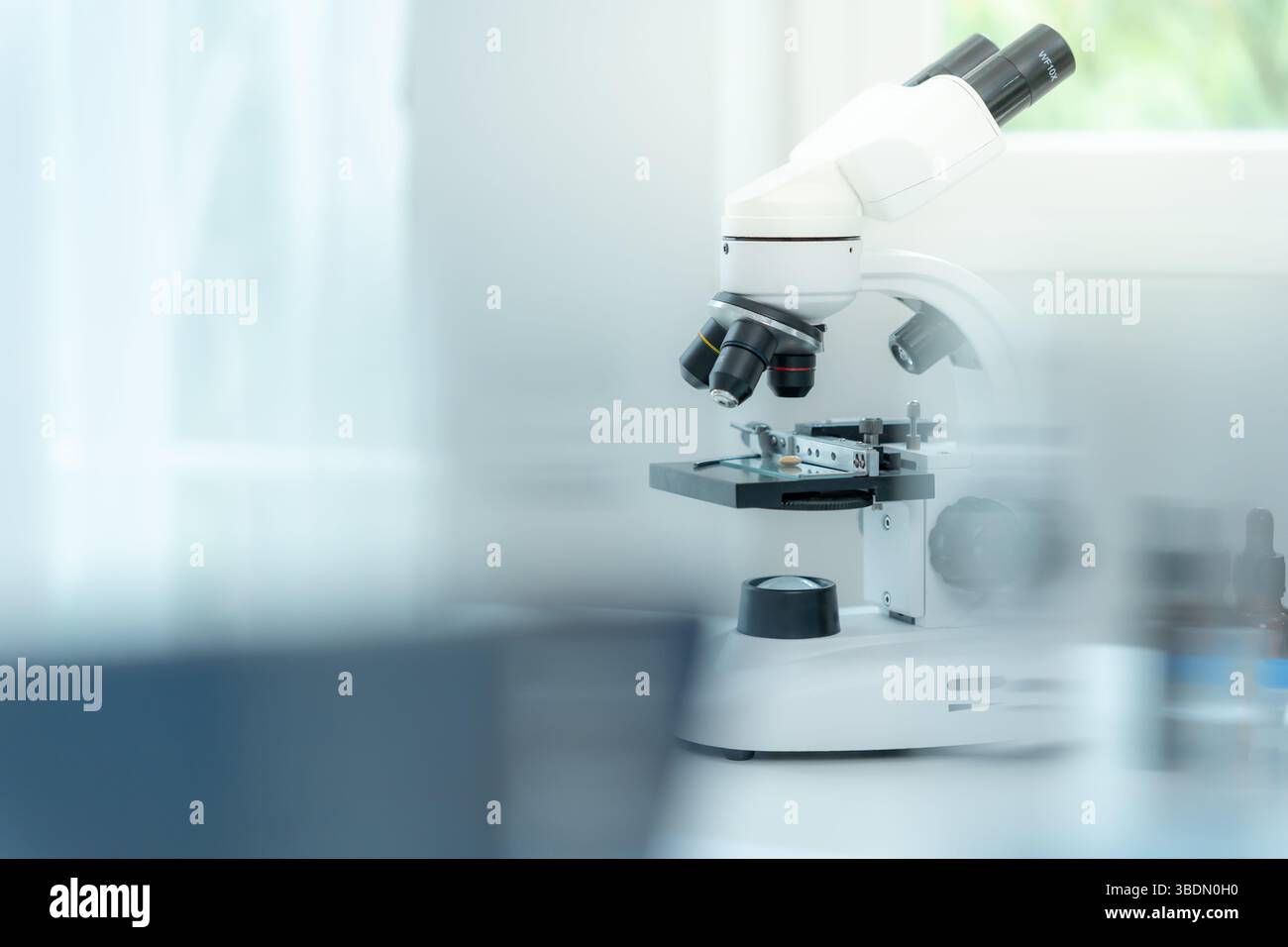 Scientist analyze biochemical samples in advanced scientific laboratory ...