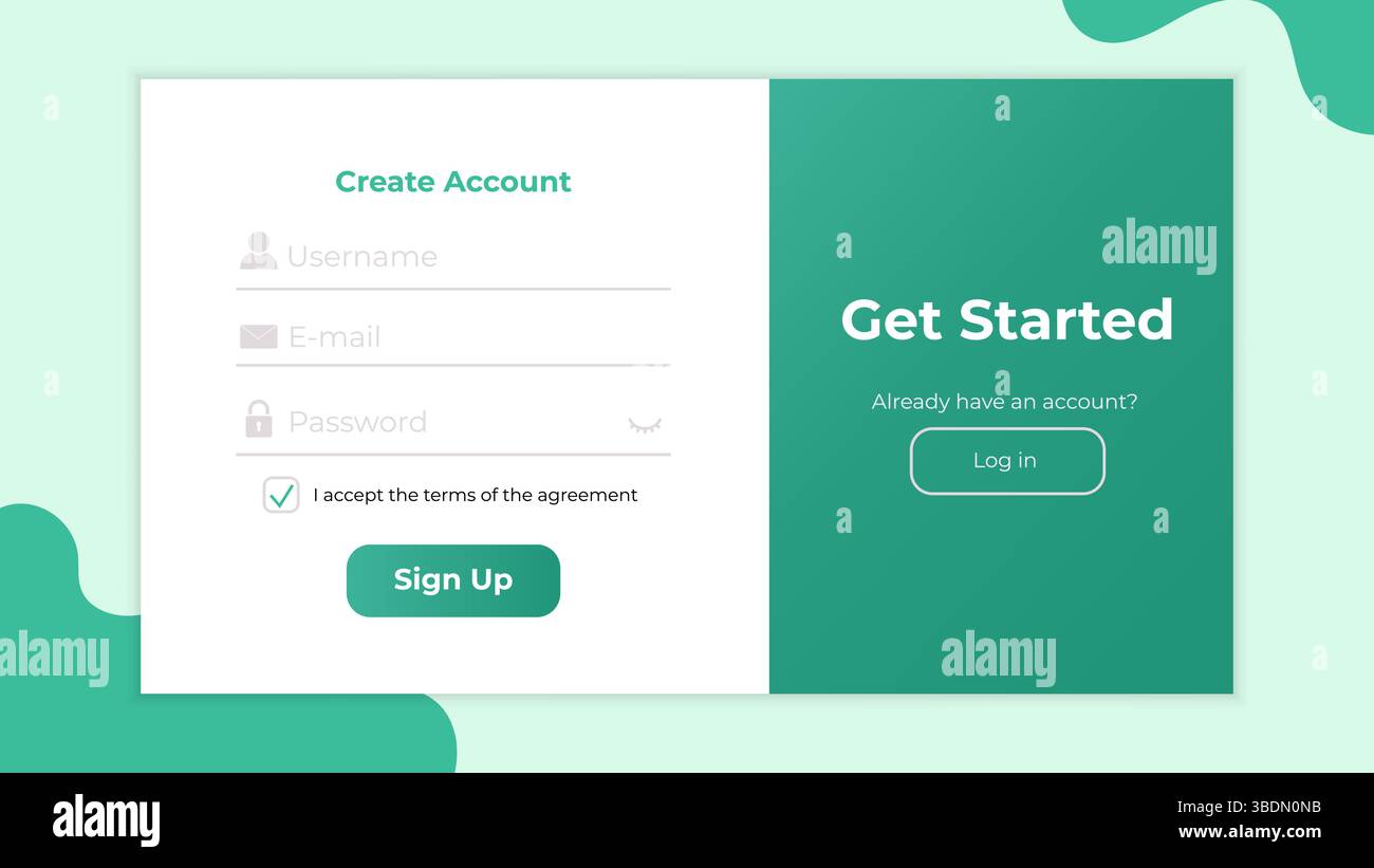 Register form. User registration interface with clean layout ...