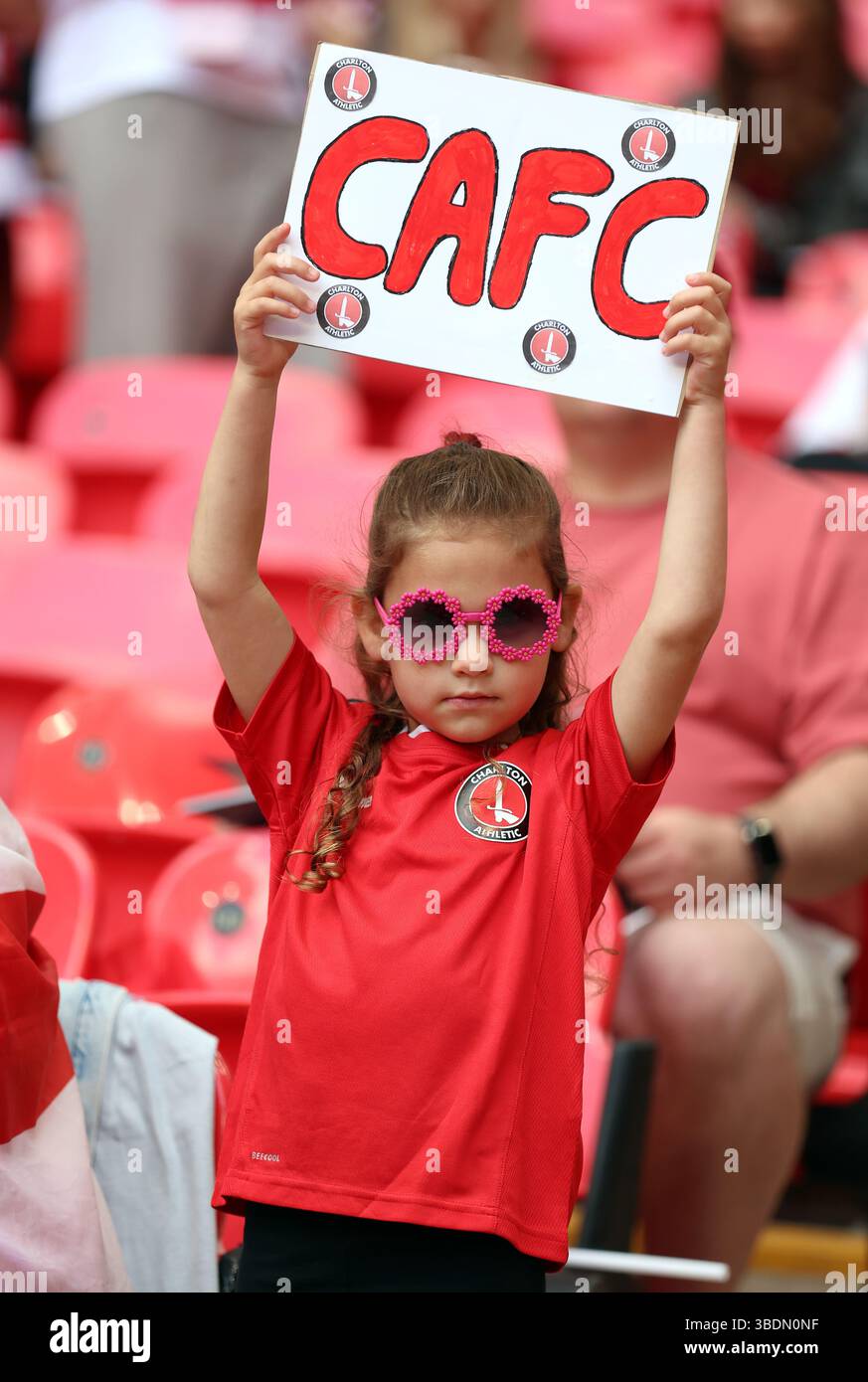 A Charlton Athletic fan ahead of the Sky Bet League One play off final ...