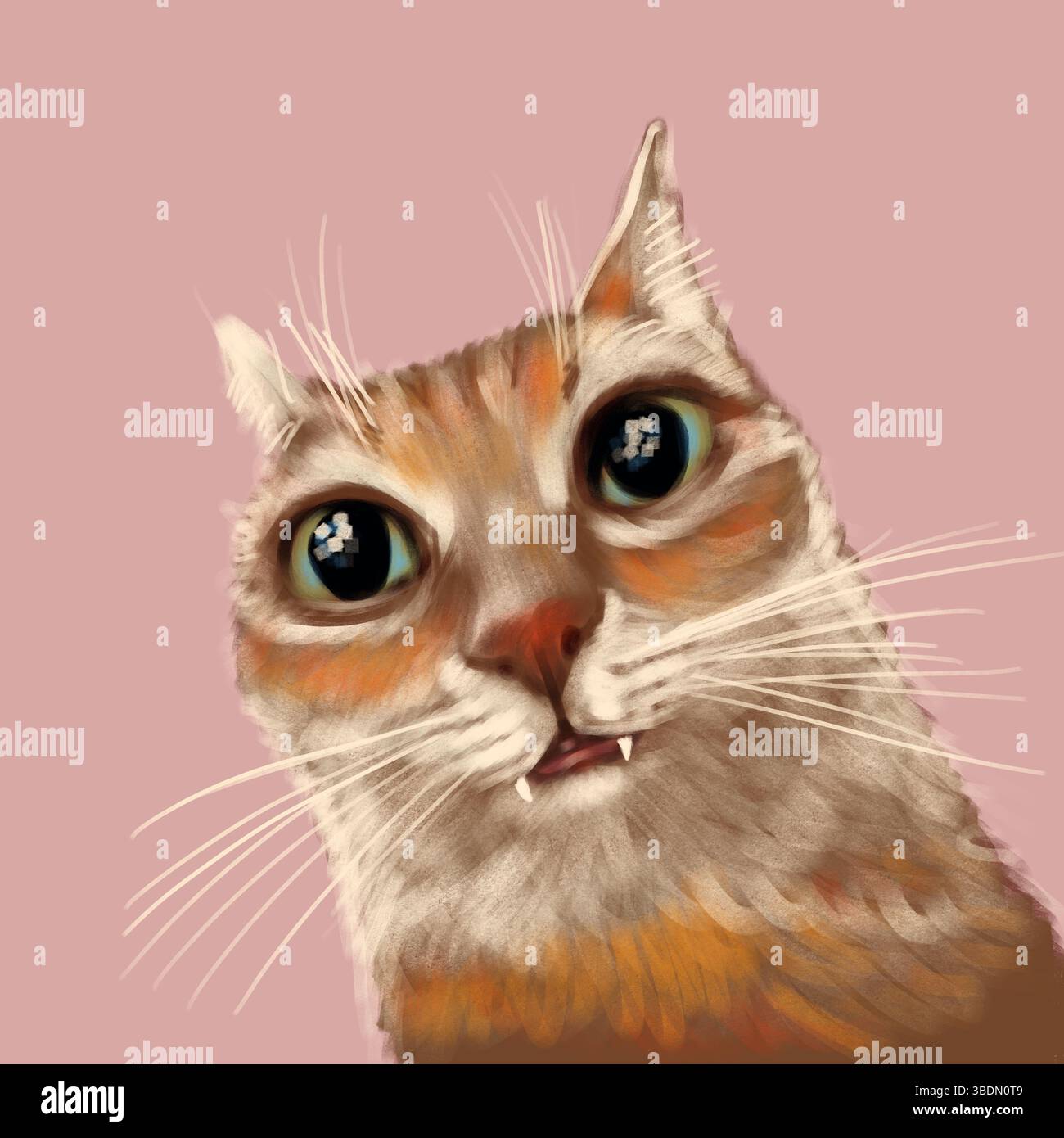 Funny Meme Cat Face Cartoon Style Art Illustration Stock Photo - Alamy