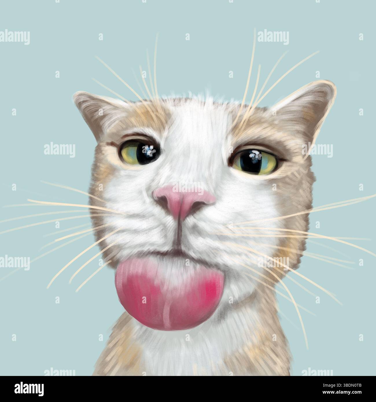 Funny Meme Cat Face Cartoon Style Art Illustration Stock Photo - Alamy